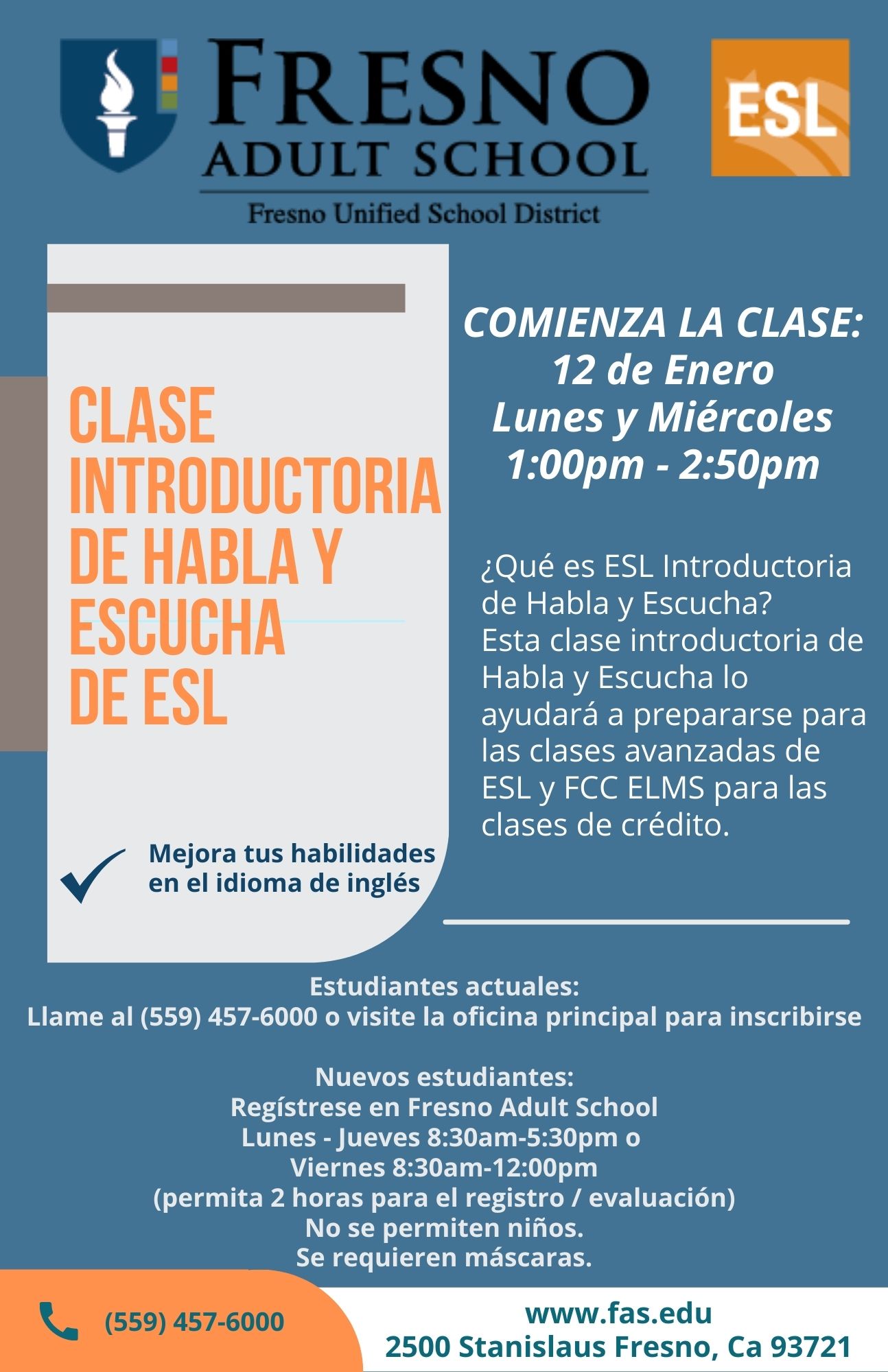 Speaking and Listening Class ESL Spanish – Fresno Adult School